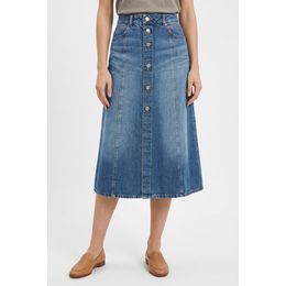 BOSS Orange Damen Jeansrock "DNM MIDI SKIRT Premium Damenmode"medium blau 424, Gr. 26, Denim/Jeans, Obermaterial: 91% Baumwolle, 9% Hanf, R&ouml;cke, in