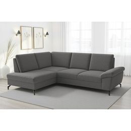 Sit & More Ecksofa SIT & MORE, B:249cm H:89cm T:190cm, grau, 100% Polyester, Wohnzimmer, Sofas, "Chelsea L-Form, B: 264 cm, mit Armteil-&