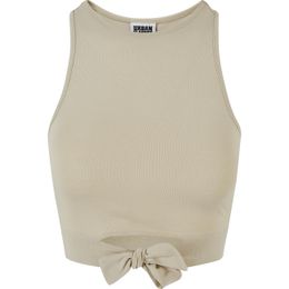 Urban Classics Damen Muskelshirt "Urban Classics Damen Ladies Cropped Knot Top"softseagrass, Gr. XS, unifarben, 95% Baumwolle, 5% Elasthan, Shirts