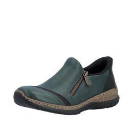 Rieker Damen Slipper "Ready2GO", Gr. 38, gr&uuml;n, Lederimitat, Schuhe, Casual-Halbschuh mit Rei&szlig;verschluss und Stretcheinsatz
