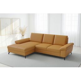 Sit & More Ecksofa SIT & MORE, B:264cm H:89cm T:174cmcurry, Wohnzimmer, Sofas, "Chelsea L-Form, B: 264 cm, Leder, inkl. Sitztiefen-&Armteilverstellung",