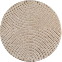 Teppich, H:8mm &Oslash;:160cmbeige, Ayyildiz Teppiche, Wohnzimmer, Teppiche, "ART 1122 , auch als L&auml;ufer und in Rund erh&auml;ltlich", Boho Design, 3D Optik,