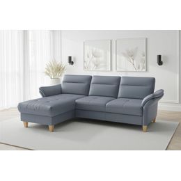 Sit & More Ecksofa SIT & MORE, B:230cm H:90cm T:164cmgraublau, Wohnzimmer, Sofas, "Pamela L-Form, Leder, B: 218 und 230 cm", optional Armteilverstellung,