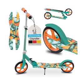 ArtSport Scooter Dino-Mint Cityroller Big Wheel 205mm R&auml;der klappbar h&ouml;henverstellbar Kinder ab 3 Jahre