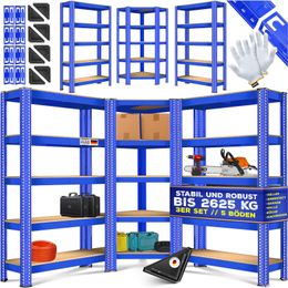Masko&reg; 3er Set Metall Regalsystem Lagerregal 1 Eckregal & 2 Lagerregale 15 B&ouml;den MDF-Platten Regal 2625 kg Werkstattregal Kellerrregal Garage Schwerlastregal Steckregal MDF-Platten