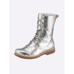 Andrea Conti Schn&uuml;rstiefelette, Silberfarben, Gr. 39, Damen, Stiefeletten, Material: Rindnappa