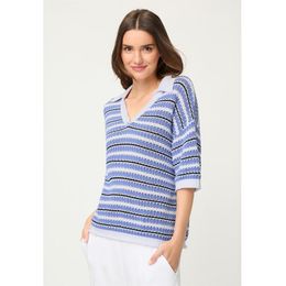 Olsen Pullover in Blau/ Creme - 55% | Gr&ouml;&szlig;e 48 | Damen-pullover-cardigans
