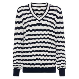 Olsen Pullover in Dunkelblau/ Wei&szlig; - 55% | Gr&ouml;&szlig;e 38 | Damen-pullover-cardigans