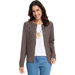CR&Eacute;ATION L Damen Strickjacke im Strickmuster-Mix dunkeltaupe Gr&ouml;&szlig;e 38