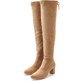 Lascana Damen Overkneestiefel, Braun, Gr. 38, Stiefel, Material: Textil