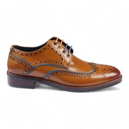Justin Reess Herren-Brogue-Schuhe aus braunem Leder, klassisch, Simon