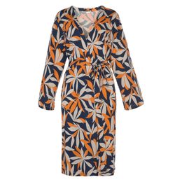s.Oliver Morgenmantel Damen Gr&ouml;&szlig;e L hellbeige / tanne / orange