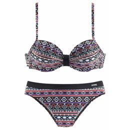 Lascana B&uuml;gel-Bikini Damen Gr&ouml;&szlig;e L marine / lila / pastellrot / wei&szlig;