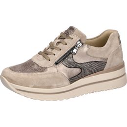 Waldl&auml;ufer WALDL&Auml;UFER Damen Schn&uuml;rschuh "K-Luana-Soft", Gr. 7,5natur, metallic, Nappaleder, Nubukleder, Textil, Veloursleder, Schuhe, Plateausneaker,