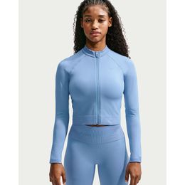 Nike Damen Sweatjacke "W NP DF SMLS FZ MIDLAYER"work blau, Gr. XS, unifarben, Trikot, Obermaterial: 47% Polyester, 46% Baumwolle, 7% Elasthan,
