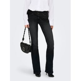 Only Damen Bootcut-Jeans "ONLBLUSH &ndash; Bootcut-Jeans mit niedriger Leibh&ouml;he und Stretch"washed schwarz, Gr. XS, unifarben, Denim/Jeans, Obermaterial: