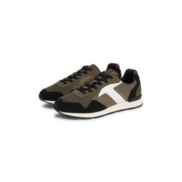 Tommy Hilfiger Herren Sneaker "T HILFIGER CORE MIX RUNNER", Gr. 41, gr&uuml;n, Leder, Lederimitat, Textil, Veloursleder, Schuhe, Schn&uuml;rschuh, Halbschuh,