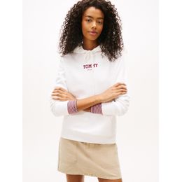Tommy Jeans Damen Kapuzensweatshirt "TJW REG ESS LOGO 2 HOODIE EXT"ecru, Gr. 4XL, unifarben, Sweatware, Obermaterial: 100% Baumwolle, Sweatshirts