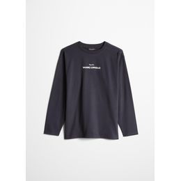 Marc O'Polo MARC O'POLO Jungen Longsleeveschwarz navy, Gr. 164, Jersey, Obermaterial: 100% Baumwolle, Shirts, mit R&uuml;ckenprint