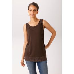 Aniston CASUAL Damen Tanktopbraun, Gr. 44, unifarben, Single Jersey, Obermaterial: 95% Viskose (LENZING ECOVERO ), 5% Elasthan. Spitze: 95%