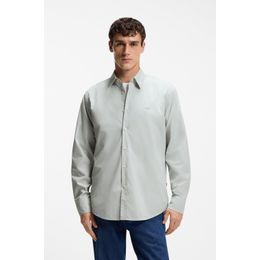 BOSS Orange Herren Langarmhemd "Relegant Regular Fit"silber043, Gr. L, Web, Obermaterial: 100% Baumwolle, Hemden, Baumwolle mit BOSS Stickerei und