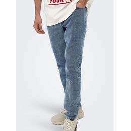 Only & Sons ONLY & SONS Herren Slim-fit-Jeans "ONSLOOM SLIM PIM DNM CIFF"light blau denim, Gr. 31, Abriebeffekte, Denim/Jeans, Obermaterial: 63% Baumwolle, 33%