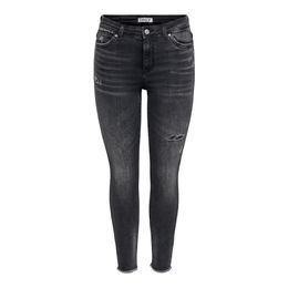 Only Damen Skinny-fit-Jeans "ONLWAUW MW SK ANK RW DNM"washed schwarz, Gr. M, unifarben, Denim/Jeans, Obermaterial: 83% Baumwolle, 15% Polyester, 2%
