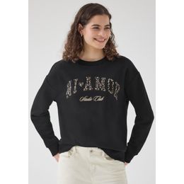 Damen Sweatshirtschwarz, Gr. 46, STREET ONE STUDIO, Sweatware, 60% Baumwolle, 40% Polyester, Sweatshirts, mit Wording