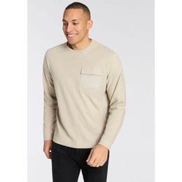 BOSS Orange Herren Langarmshirt "Te protective", beige, Gr. S, unifarben, Single Jersey, Obermaterial: 100% Baumwolle, Shirts, Rundhalsausschnitt,
