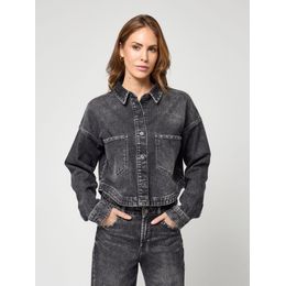Gang Damen Jeansjacke "94LUNA CROPPED"studed schwarz, Gr. L, unifarben, Stoff, 99% Baumwolle, 1% Elasthan, Jacken, mit Hemdkragen