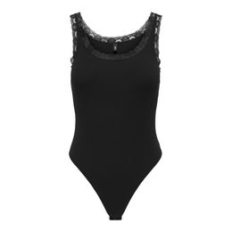 Only Damen Body "ONLVINI S/L LACE BODYSUIT RS JRS"schwarz, Gr. S, unifarben, Jersey, Obermaterial: 94% Baumwolle, 6% Elasthan, Bodys,