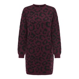 Only Damen Strickkleid "ONLJADE PATTERN LS O-NECK DRESS RP KNT", rot, Gr. S, gemustert, Strick, Obermaterial: 75% Polyacryl, 25% Polyester, Kleider,