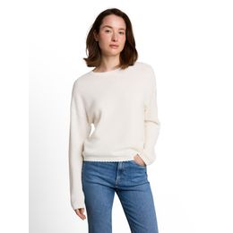 Damen V-Ausschnitt-Pulloversanftes wei&szlig;, Gr. L, Tom Tailor Denim, unifarben, Strick, Obermaterial: 50% Baumwolle, 50% Polyacryl, Pullover
