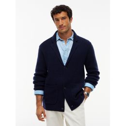 Tommy Hilfiger Herren Cardigan "NY KNITTED CARDIGAN"navy blau, Gr. S, Strick, Obermaterial: 60% Wolle, 40% Nylon, Strickjacken, im Sakko-Optik,