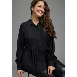 Damen Longbluse "Gro&szlig;e Gr&ouml;&szlig;en"schwarz, Gr. 58, LAURA SCOTT CURVE, unifarben, Web, Obermaterial: 100% Viskose, Blusen, femininer Stil, aus Viskose,