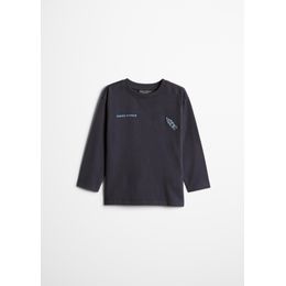 Marc O'Polo MARC O'POLO Jungen Longsleeveschwarz navy, Gr. 104, Jersey, Obermaterial: 100% Baumwolle, Shirts, mit gro&szlig;em R&uuml;ckenprint