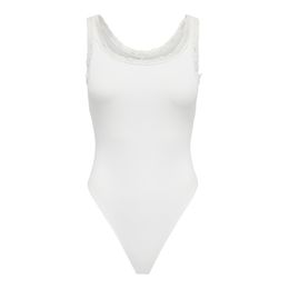 Only Damen Body "ONLVINI S/L LACE BODYSUIT RS JRS"cloud dancer, Gr. S, unifarben, Jersey, Obermaterial: 94% Baumwolle, 6% Elasthan, Bodys,