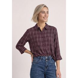 Street One Damen Hemdbluserustic rouge, Gr. 38, kariert, Stoff, 100% Viskose, Blusen, aus softer Viskose