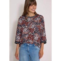 Cecil Damen Shirtbluseraw chocolate braun, Gr. XL, gemustert, Stoff, 100% Viskose, Blusen, aus softer Viskose