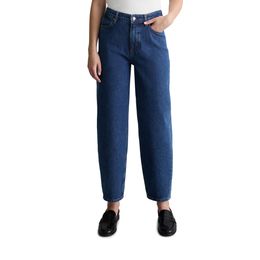 Marc O'Polo Damen 5-Pocket-Jeans "aus reiner Baumwolle"dunkelblau, Gr. 35, MARC O'POLO DENIM, unifarben, Obermaterial: 100% Baumwolle, Jeans