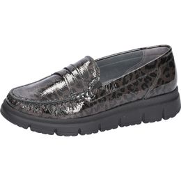 Waldl&auml;ufer WALDL&Auml;UFER Damen Slipper "H-Pina", Gr. 8carbon, leo, Lackleder, Schuhe, Loafer, Schlupfschuh, Bequemschuh in H-Weite