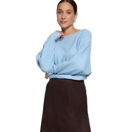 Zero Damen Strickpullover "Damen mit Fledermaus&auml;rmeln"ashley blau melange, Gr. XL, Strick, Obermaterial: 57% Polyester, 17% Polyacryl, 16% Baumwolle,