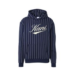 Karl Kani Herren Rundhalspullover "Karl Kani Cursive Varsity Pinstripe Hoodie"dunkelblau, vanilla, Gr. XL, gestreift, 70% Baumwolle, 30% Polyester,