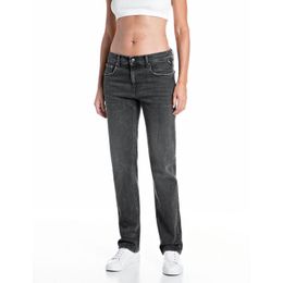 Replay Damen Straight-Jeans "AKEME", grau, Gr. 31, Destroyed-Effekte, Denim/Jeans, Obermaterial: 99% Baumwolle, 1% Elasthan, Jeans, mit niedriger