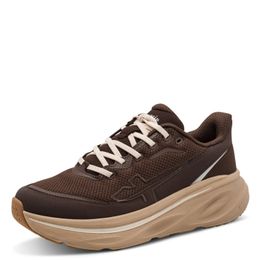 Tamaris Damen Keilsneaker "DYNARA", Gr. 38, braun, Lederimitat, Textil, Mesh, kontrastfarbene Details, Schuhe, Freizeitschuh, Schn&uuml;rschuh, Halbschuh
