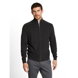 Tom Tailor Herren Strickjackeschwarz grau, Gr. M, Strick, Obermaterial: 100% Baumwolle, Strickjacken, mit Logo Stickerei