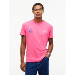 Tommy Jeans Herren T-Shirt "REGULAR SIGNATURE PLAY TEE", pink, Gr. XXL, Single Jersey, Obermaterial: 100% Baumwolle, Shirts, Regular fit mit Print