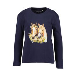 Blue Seven M&auml;dchen Langarmshirtnachtblau, Gr. 110, bedruckt, unifarben, Single Jersey, Obermaterial: 100% Baumwolle, Shirts, Baumwolle