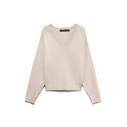 V&eacute;ro Moda VERO MODA Damen Strickpullover "VMHOLLY KARIS LS V-NECK PULLOVER BOO"birch, Gr. S, unifarben, Strick, Obermaterial: 50% Viskose, 28% Polyester, 22%