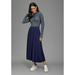 Laura Scott Damen 2-in-1-Kleid, blau, Gr. 42, gemustert, Jersey, Obermaterial: 95% Viskose, 5% Elasthan, Kleider, wadenlang, figurbetont, mit